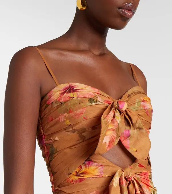 Zimmermann Mahon Floral Silk Maxi Dress - Brown