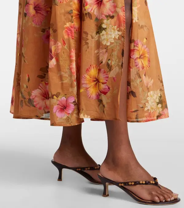 Zimmermann Mahon Floral Silk Maxi Dress - Brown