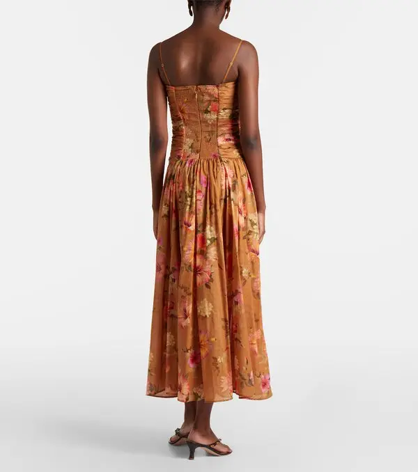 Zimmermann Mahon Floral Silk Maxi Dress - Brown