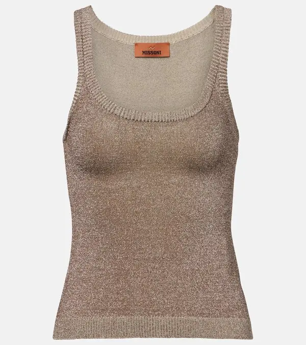 Missoni Knitted Lamé Tank Top - Brown