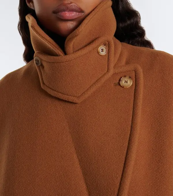 Chloé Oversized Wool-blend Peacoat - Brown
