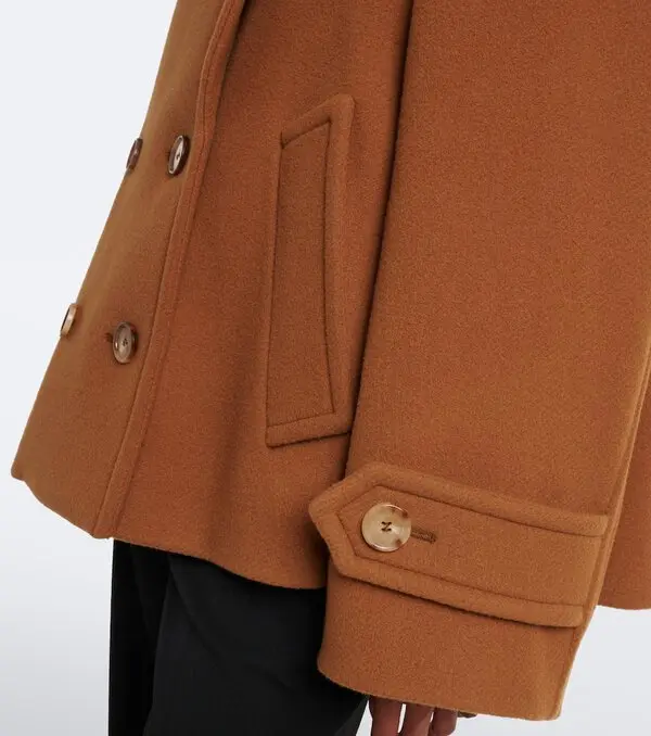 Chloé Oversized Wool-blend Peacoat - Brown