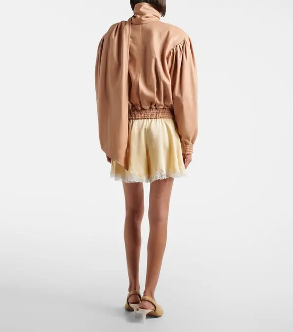 Chloé Silk Satin Shorts With Lace Trim - Yellow