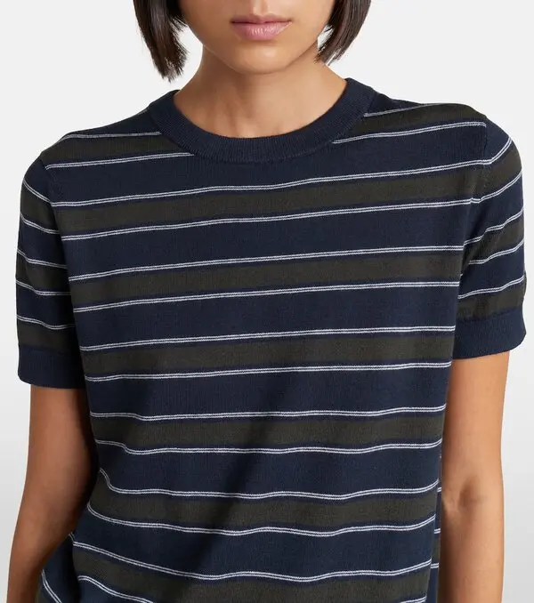 Vince Striped Cotton And Cashmere Sweater