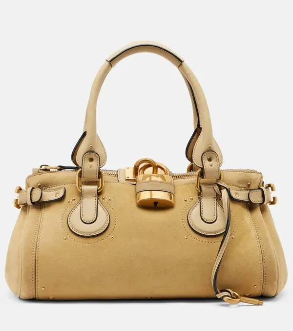 Chloé Paddington Suede Shoulder Bag - Beige