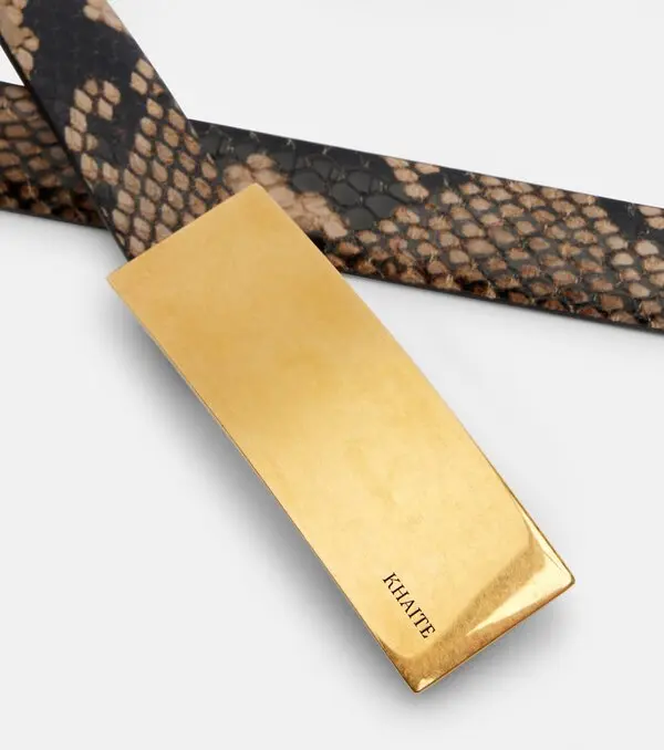 Khaite Berlin Snake-effect Leather Belt - Beige