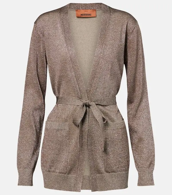 Missoni Knitted Lamé Wrap Cardigan - Brown