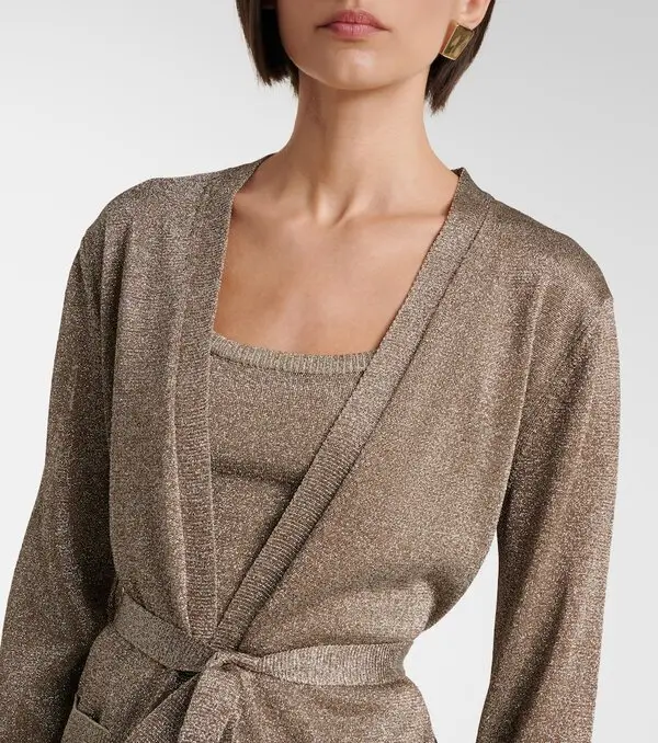 Missoni Knitted Lamé Wrap Cardigan - Brown