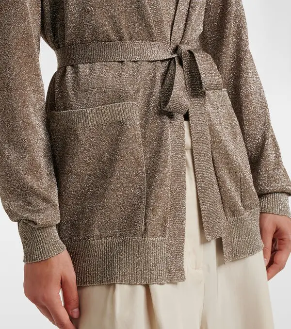 Missoni Knitted Lamé Wrap Cardigan - Brown
