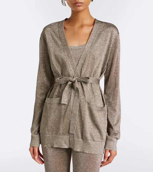 Missoni Knitted Lamé Wrap Cardigan - Brown