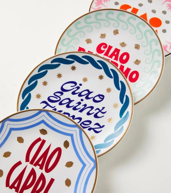 BITOSSI Ciao Mondo Set Of 4 Porcelain Plates