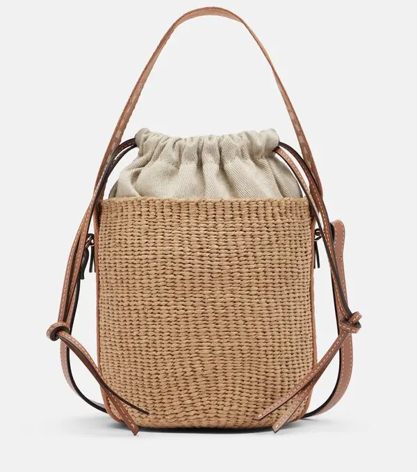Chloé Woody Small Raffia Bucket Bag - Beige