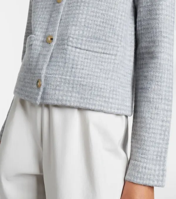 Vince Checked Wool And Cashmere Cardigan
