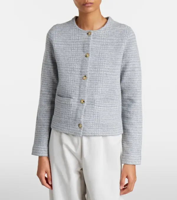 Vince Checked Wool And Cashmere Cardigan