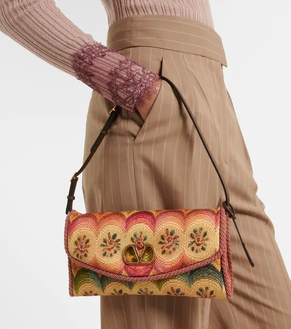 Valentino Garavani Devain Small Floral Jacquard Shoulder Bag