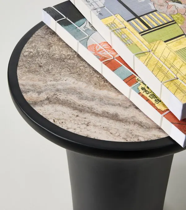 101 COPENHAGEN Trumpet Tall Travertine Side Table