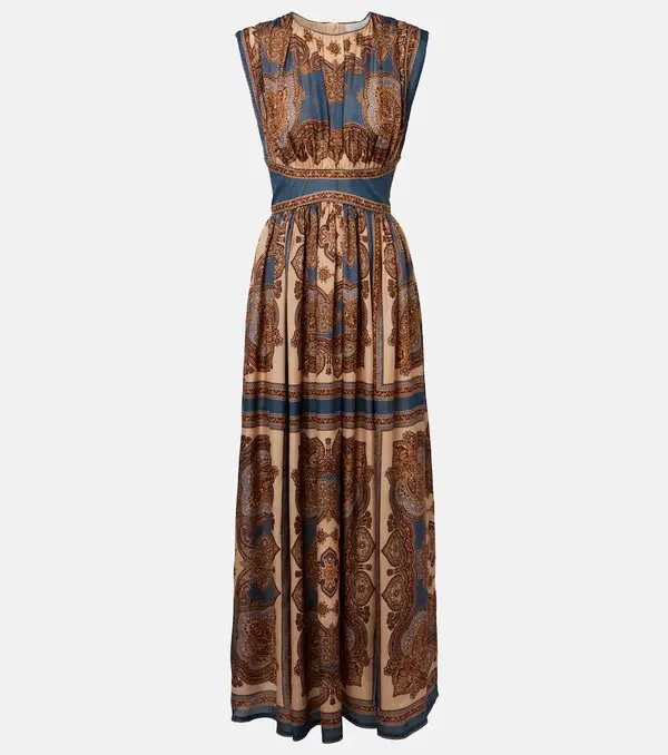 Zimmermann Mahon Printed Silk Maxi Dress - Blue