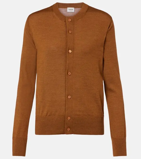 TOD'S Wool And Silk-blend Cardigan - Brown