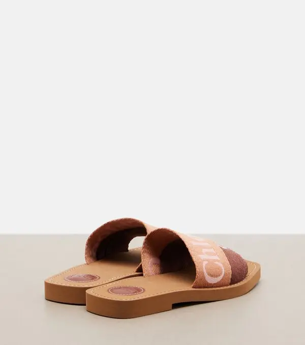 Chloé Woody Canvas Slides