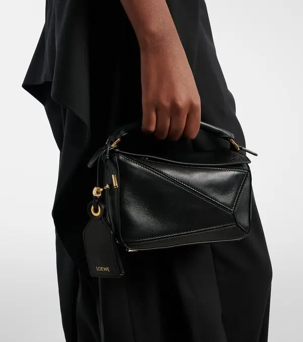 Loewe Featherlight Puzzle Mini Top-handle Bag - Black