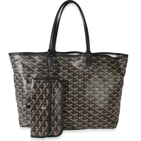 Goyard Saint Louis Pm Tote Bag In Goyardine Canvas With Silver-tone Hardware - Black