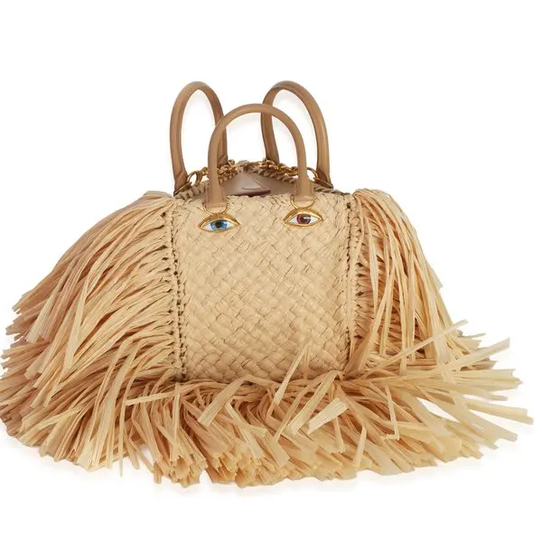 Schiaparelli Natural Raffia Triple Anatomy Jewelry Bag - Beige