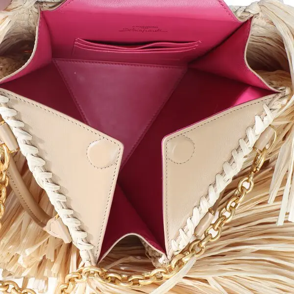 Schiaparelli Natural Raffia Triple Anatomy Jewelry Bag