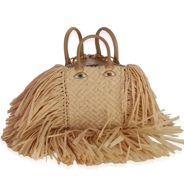 Schiaparelli Natural Raffia Triple Anatomy Jewelry Bag - Beige
