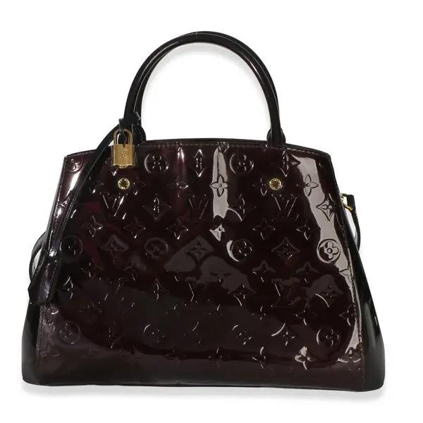 LOUIS VUITTON Amarante Monogram Vernis Montaigne Mm Top Handle Bag - Red