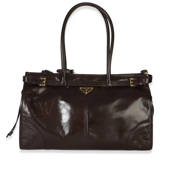 Prada Shiny Nappa Shoulder Bag - Brown