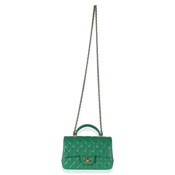 Chanel Quilted Lambskin Top Handle Rectangular Flap Bag