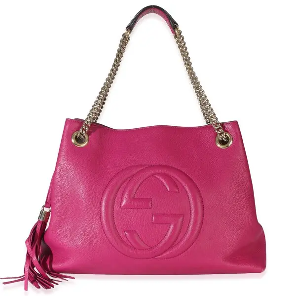 Gucci Pebbled Calfskin Soho Chain Shoulder Bag - Pink