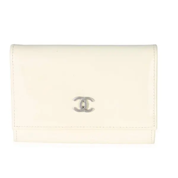 Chanel Creme Patent Card Holder Wallet - Neutral