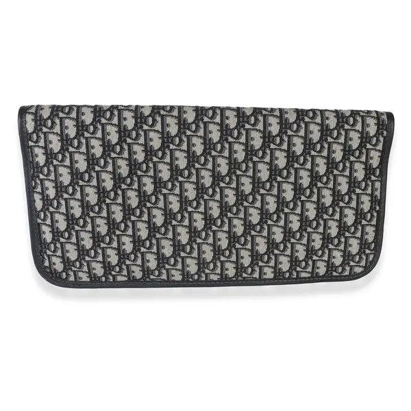 Dior Navy Oblique Canvas Fold Over Clutch - Blue