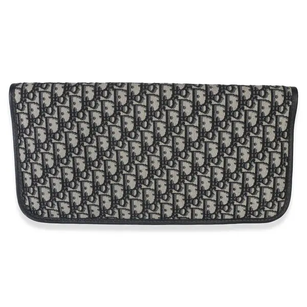 Dior Navy Oblique Canvas Fold Over Clutch - Blue