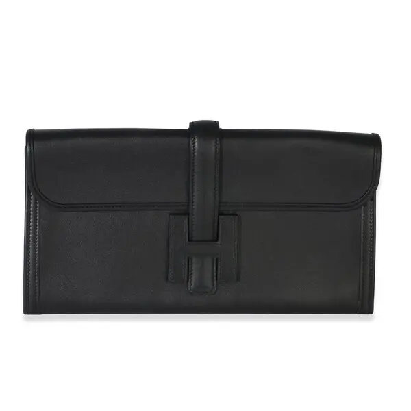 Hermès Evercolor Jige Elan 29 Clutch - Black
