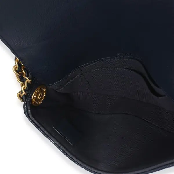 Chanel Navy Quilted Caviar Twist Your Buttons Phone Holder With Chain