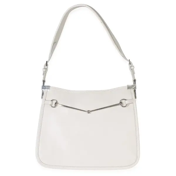 Gucci Calfskin Horsebit Slim Shoulder Bag - White