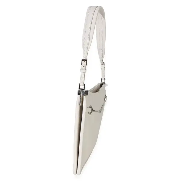 Gucci Calfskin Horsebit Slim Shoulder Bag - White