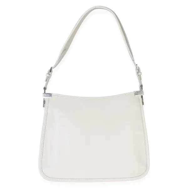 Gucci Calfskin Horsebit Slim Shoulder Bag - White