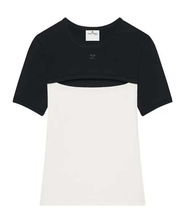 COURREGES Cut-out Colour-block T-shirt - Black