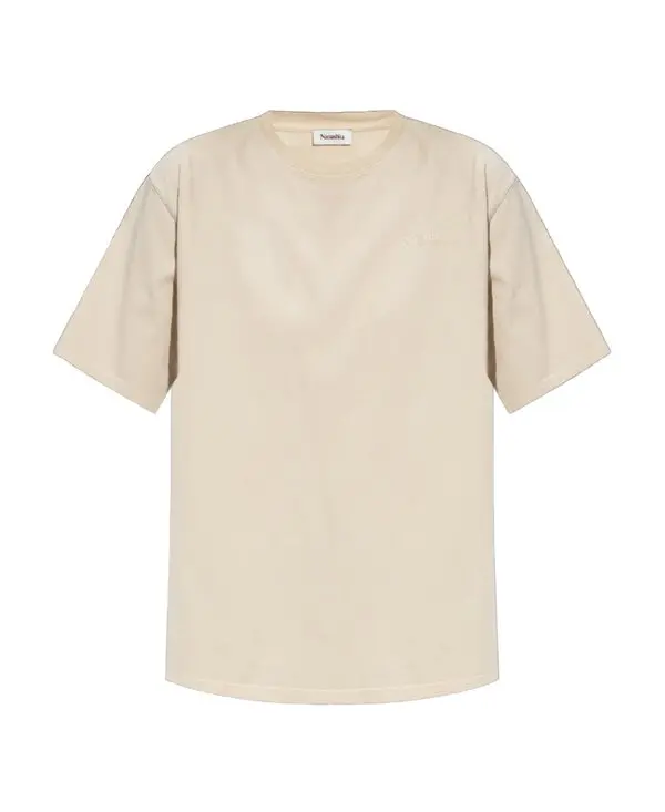 Nanushka Logo Embroidered Crewneck T-shirt - Nude
