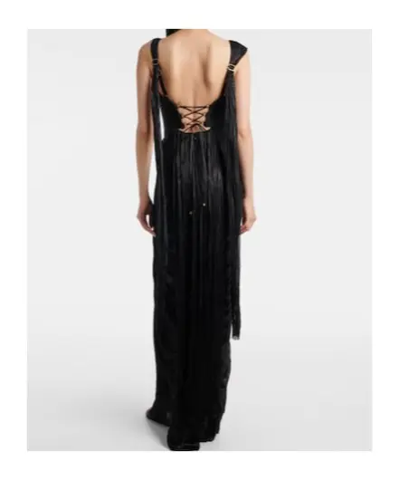 MARIA LUCIA HOHAN Anais Open-back Pleated Silk Mousseline Gown