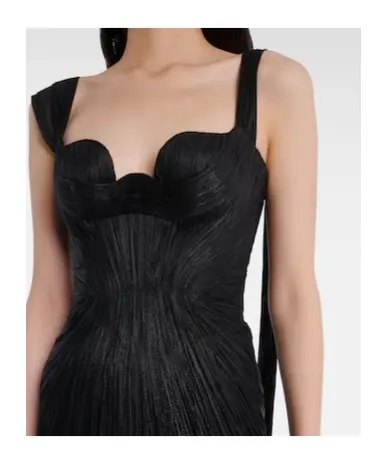 MARIA LUCIA HOHAN Anais Open-back Pleated Silk Mousseline Gown