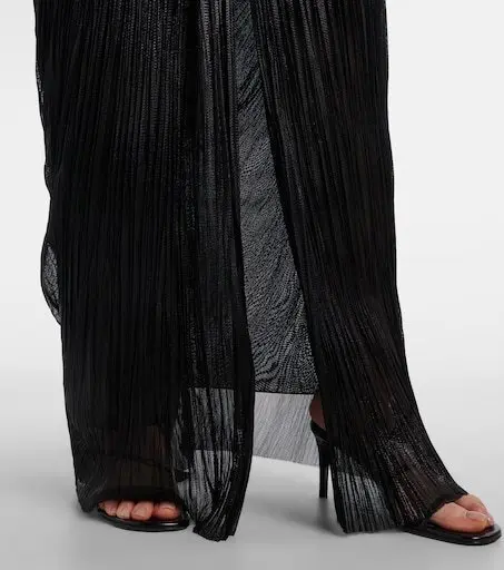 MARIA LUCIA HOHAN Anais Open-back Pleated Silk Mousseline Gown