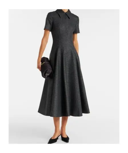 EMILIA WICKSTEAD Jody Houndstooth Wool-blend Midi Dress
