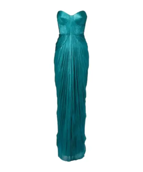 MARIA LUCIA HOHAN Caly Silk Mousseline Bustier Gown - Green