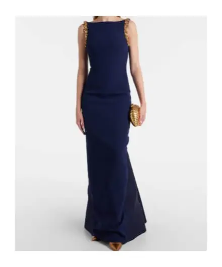 SAFIYAA LONDON Sloane Embellished Crepe Gown