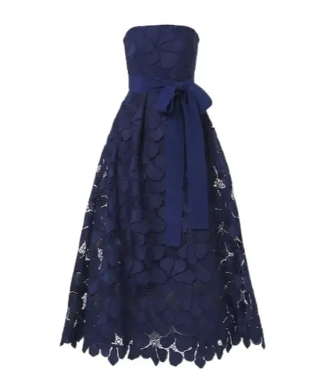 Elie Saab Strapless Lace Gown With Fitted Waist - Blue