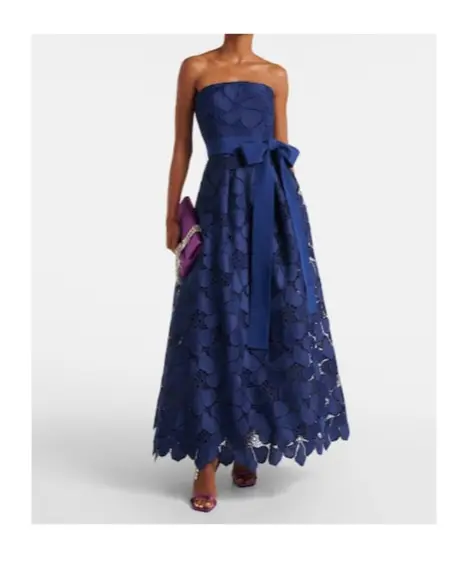 Elie Saab Strapless Lace Gown With Fitted Waist